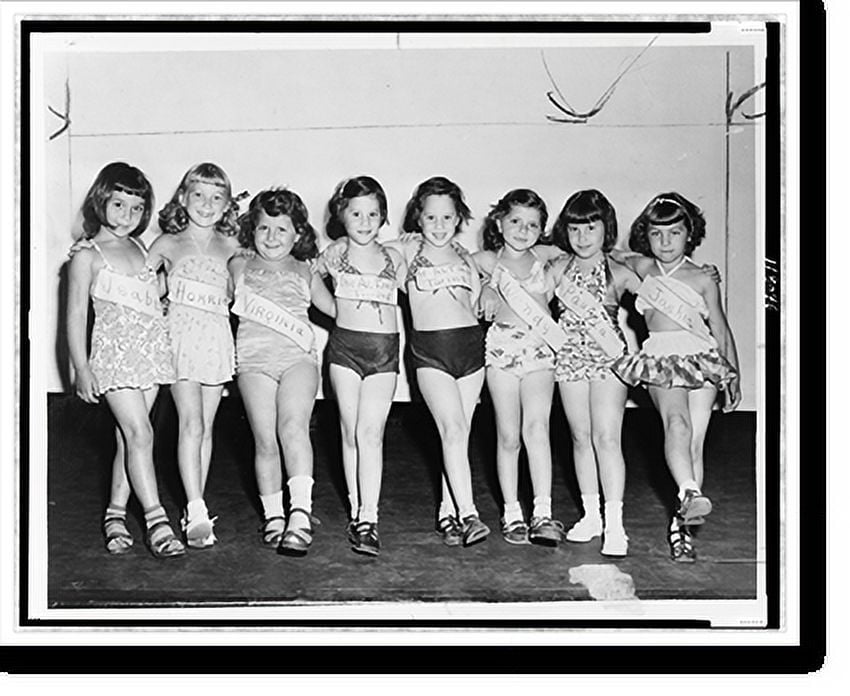 Historic Print, Girls line up for beauty contest at the playground ...