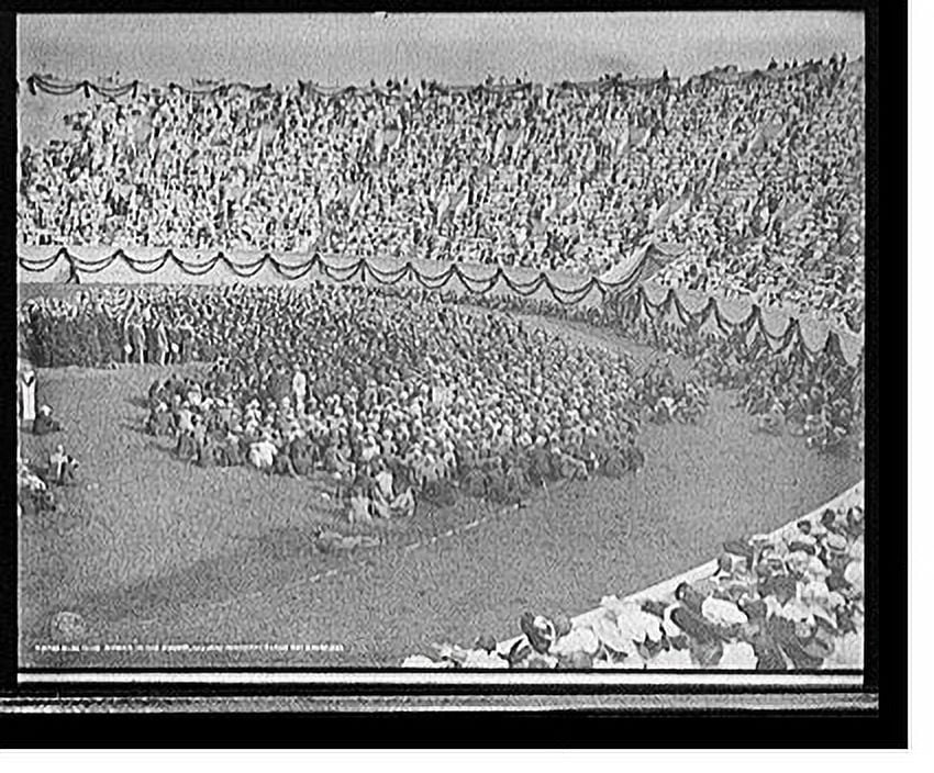 Historic Print, Glee club singing in the stadium, Harvard University ...