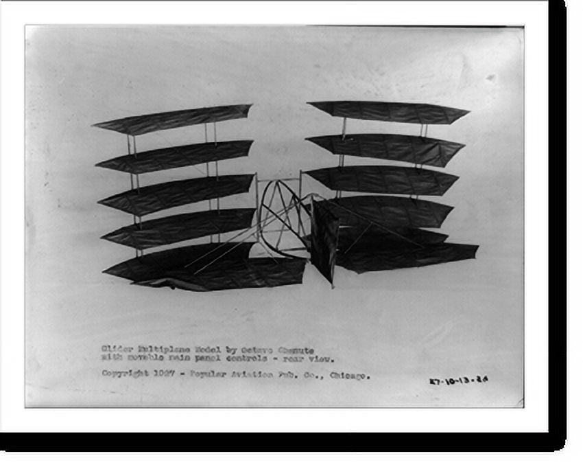 Historic Print, Glider multiplane model by Octave Chanute, with movable ...