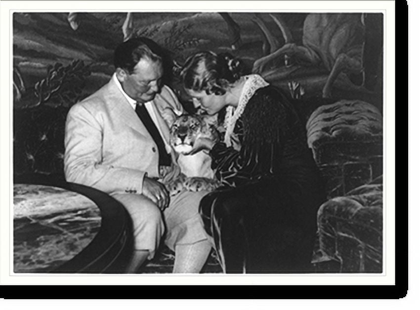 Historic Print, [Goering and Emmy with tiger cub during breakfast for ...