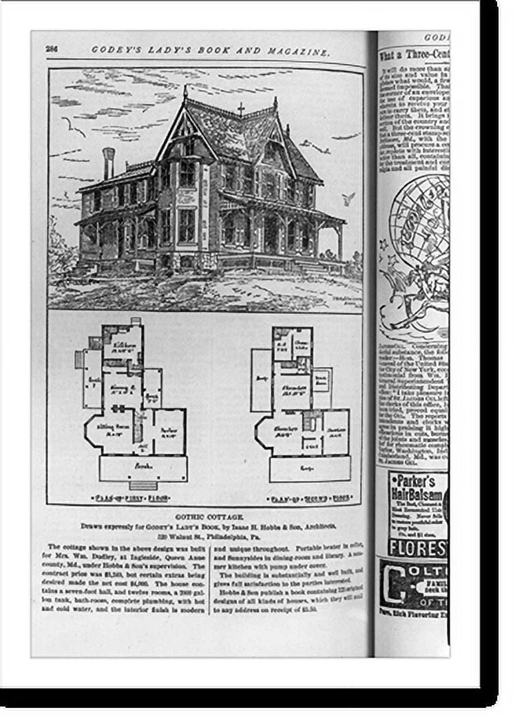 Historic Print, Gothic Cottage. built for Mrs. Wm. Dudley, at Ingleside ...