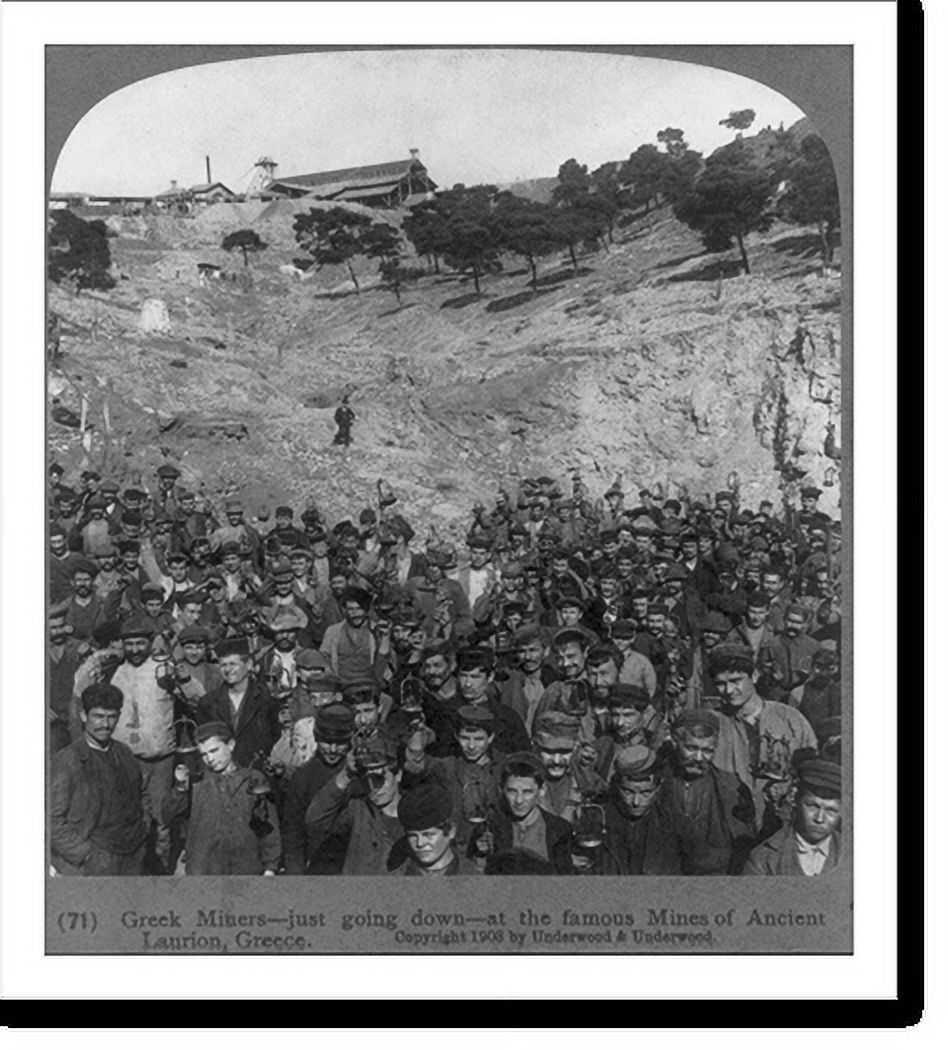 Historic Print, Greek miners - just going down - at the famous [silver ...