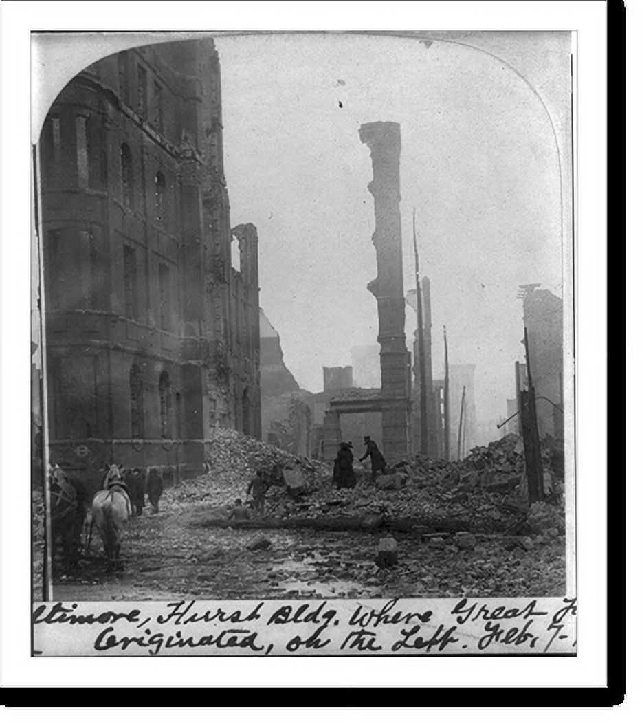 Historic Print, Grim ruins in the heart of business Baltimore. Hurst ...