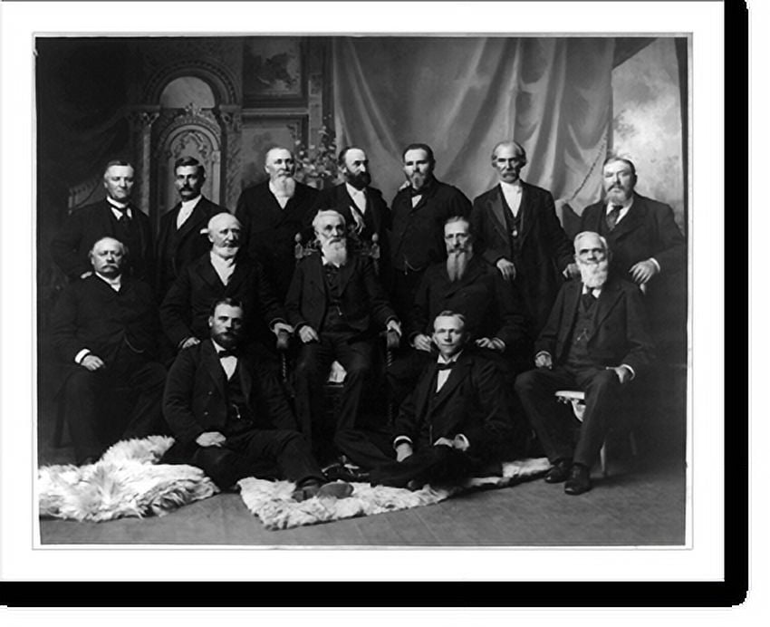 Historic Print, [Group of 14 Mormon men posed with Joseph F. Smith in ...
