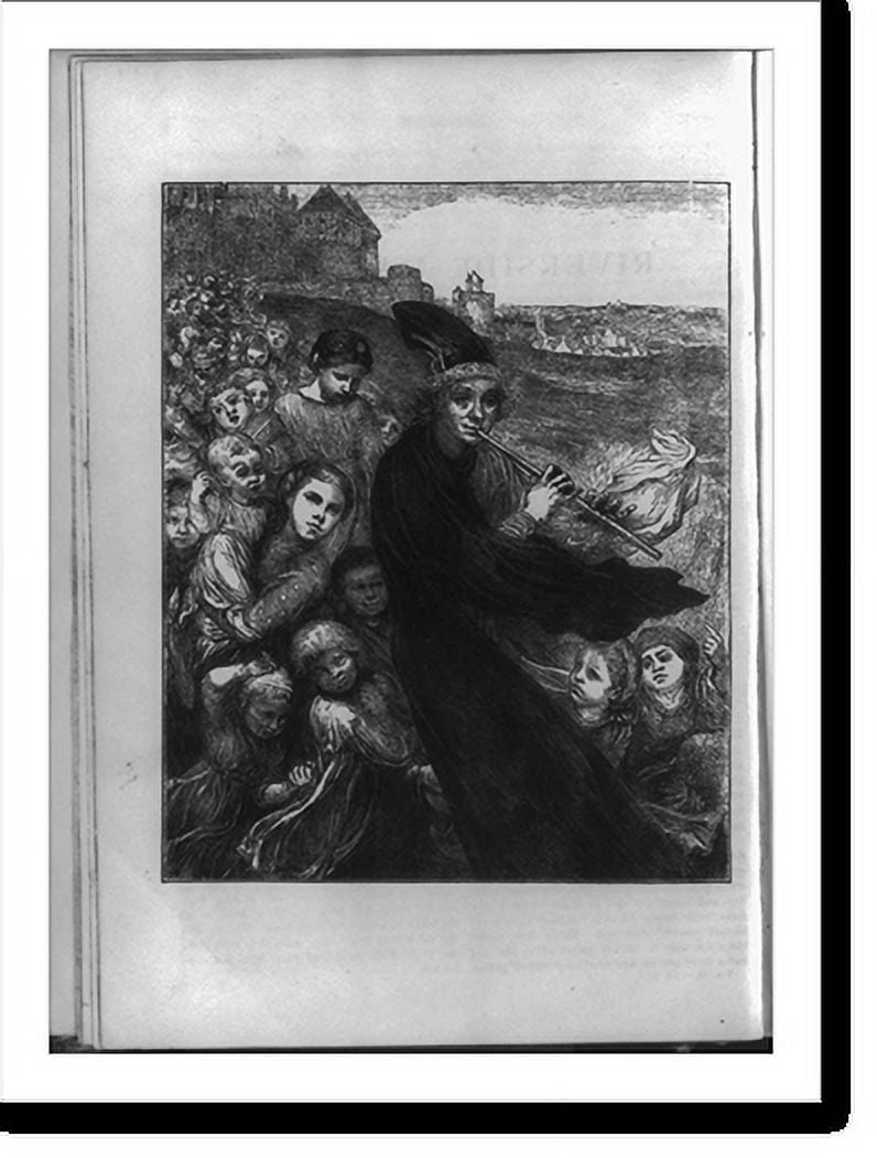 Historic Print, [Group of children behind the Pied Piper of Hamlin], 18 ...