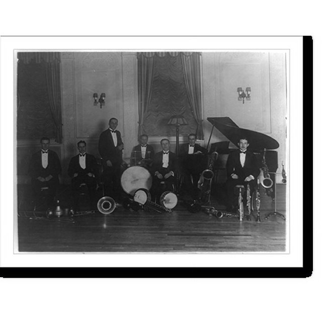 Historic Print, [Group of seven musicians including Charlie Miller ...