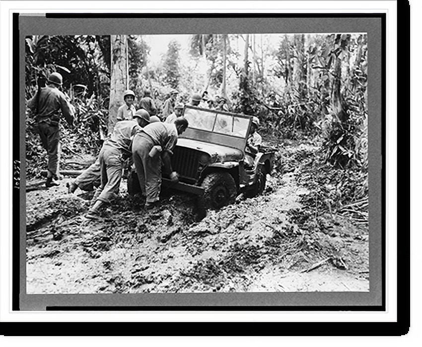 Historic Print, [Guadalcanal, Solomon Islands. A jeep which is unable ...