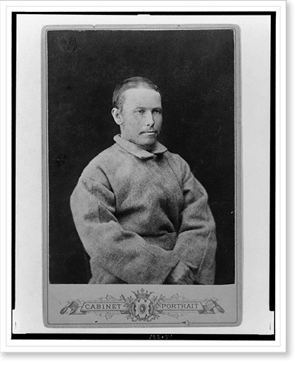 Historic Print, [Half-length portrait of a man in convict coat, seated ...