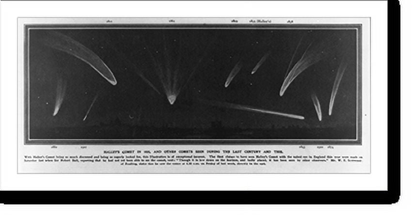 Historic Print, Halley's Comet in 1835, and other comets seen during ...