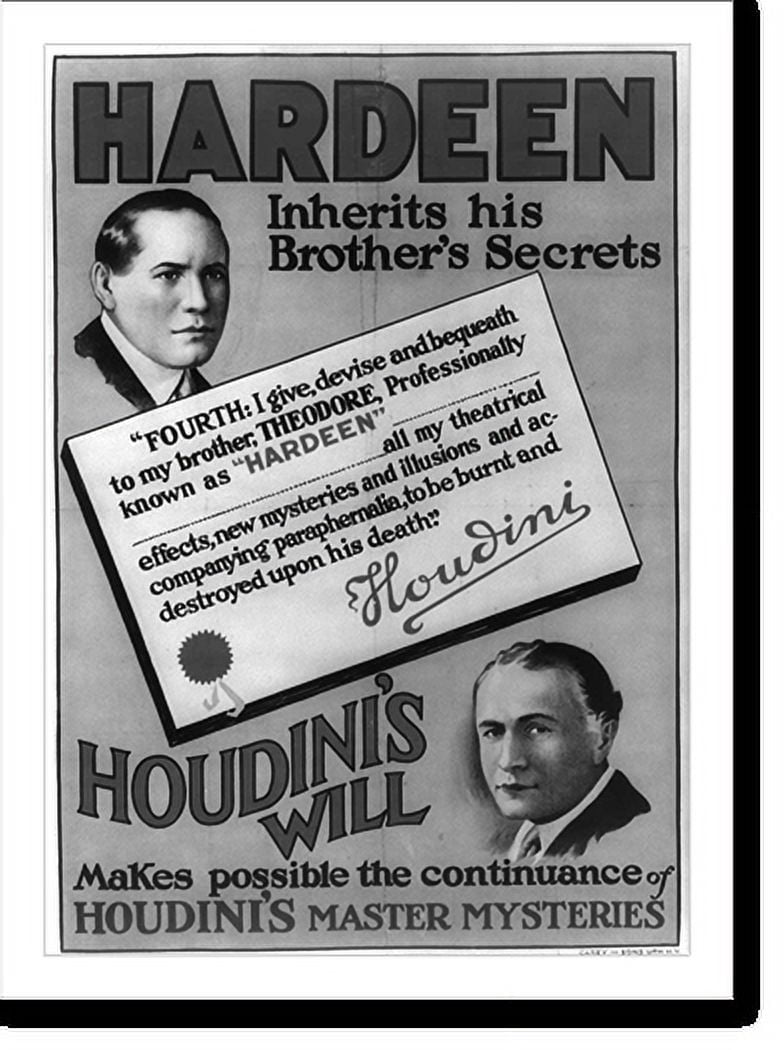 Historic Print, Hardeen inherits his brother's secrets Houdini's will ...