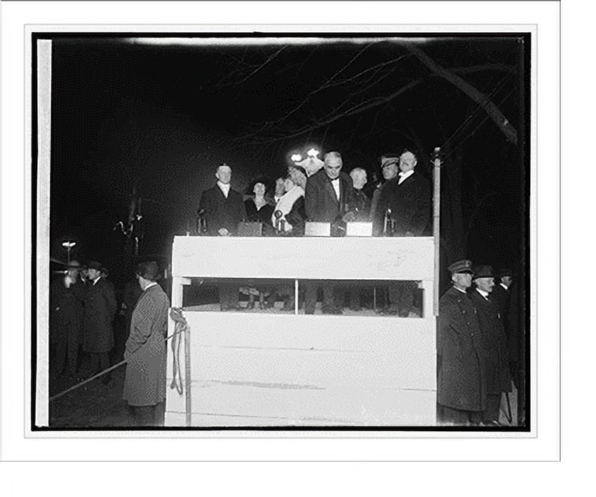 Historic Print, Harding pressing button which started illumination, 16 ...