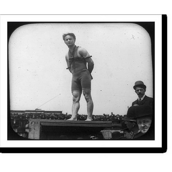 Historic Print, [Harry Houdini in bathing suit and chains on platform ...