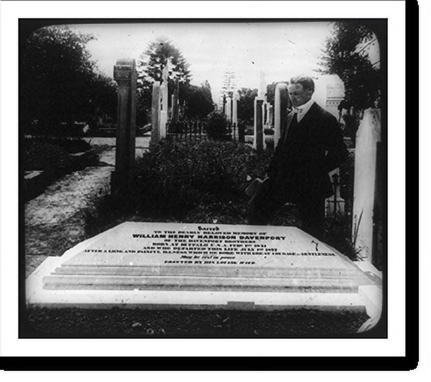 Historic Print, [Harry Houdini looking at grave of William Henry Harrison Davenport], 16" x 20 ...