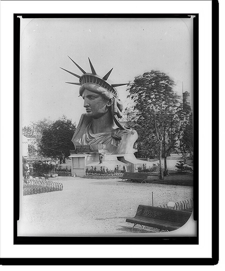 Historic Print, [Head of Statue of Liberty on display in park in Paris ...