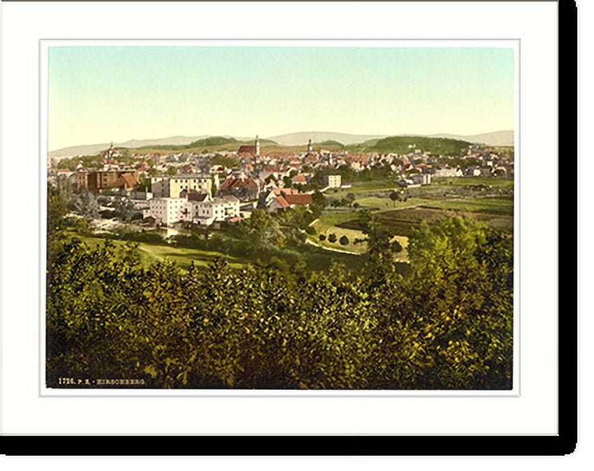 Historic Print, Hirschberg seen from the Hausberg Riesengebirge Germany ...