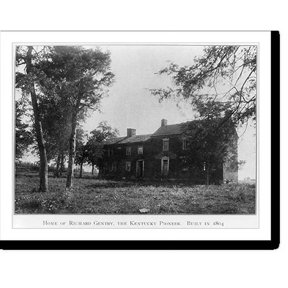 Historic Print, Home of Richard Gentry, the Kentucky pioneer. Built ...