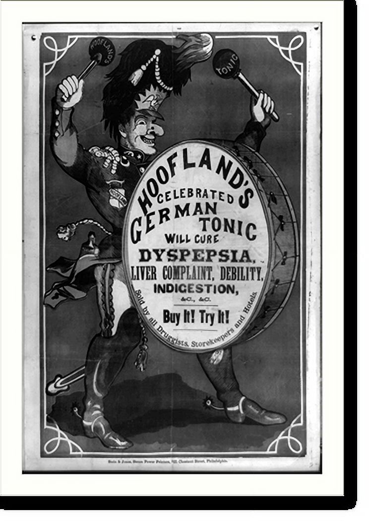 Historic Print, Hoofland's celebrated German tonic water will cure ...