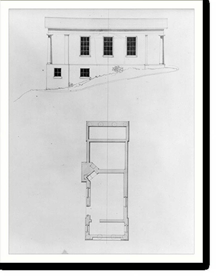 Historic Print, [Houses and a church (Buildings Erected or Proposed to ...