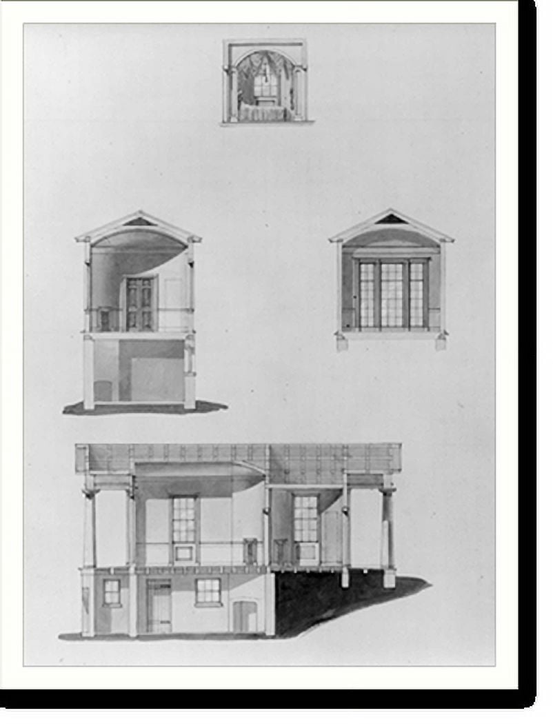 Historic Print, [Houses and a church (Buildings Erected or Proposed to ...