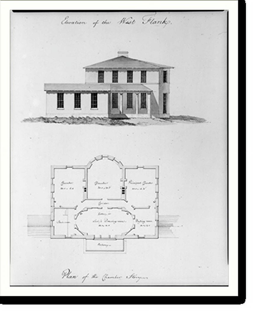 Historic Print, [Houses and a church (Buildings Erected or Proposed to ...