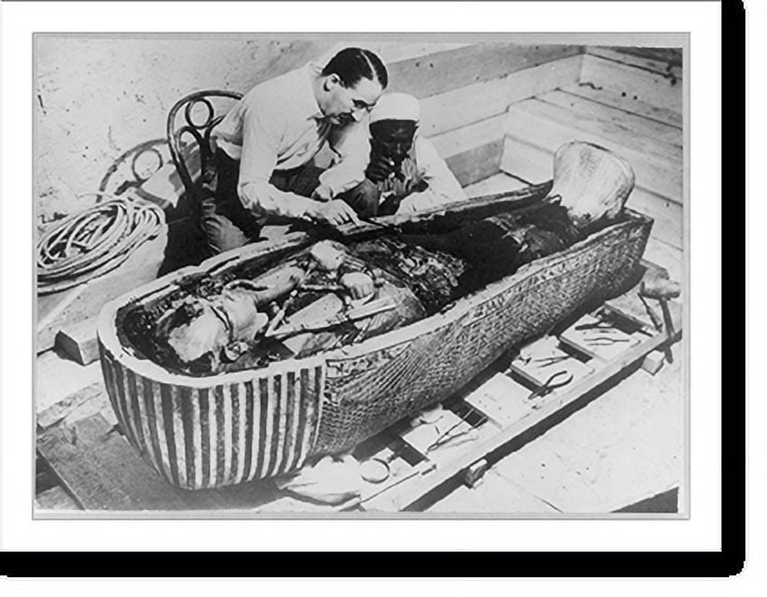 Historic Print, [Howard Carter, 1873-1939, seated beside coffin of King ...
