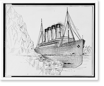 Historic Print, [Iceberg tearing gash in hull of the Titanic], 16" x 20 ...