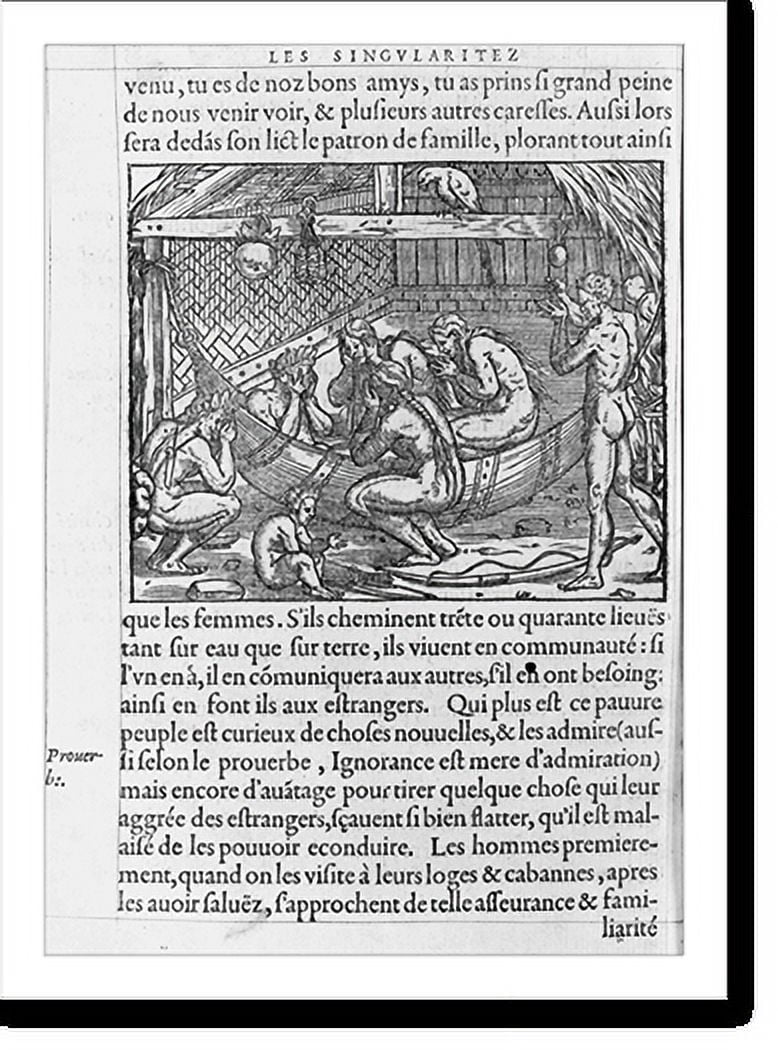 Historic Print, [Interior of Canadian Indian dwelling; women are ...