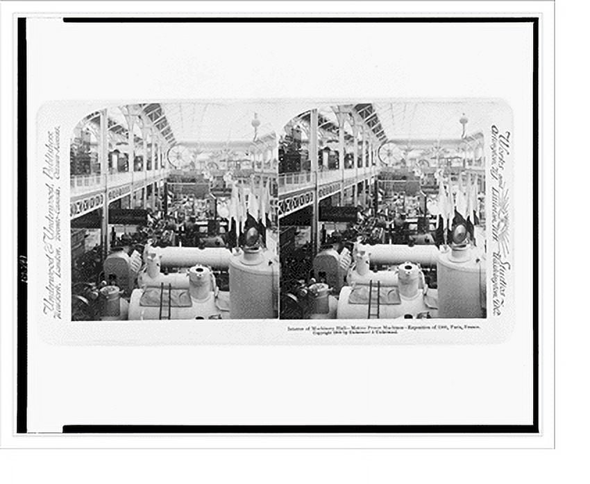 Historic Print, Interior of Machinery Hall. motive power machines ...