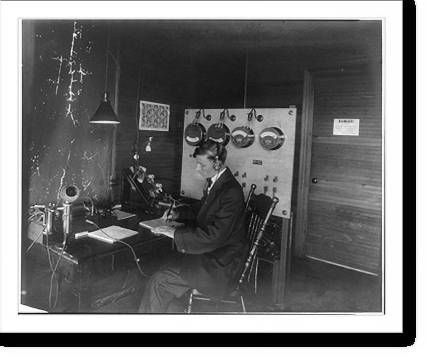 Historic Print, Interior of the Clark Wireless Telegraph Station at Pt ...