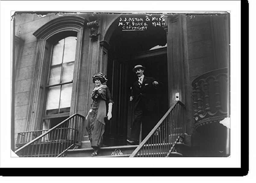 Historic Print, [J.J. Astor and Miss M.T. Force walking down steps ...