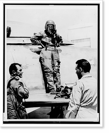 Historic Print, [Jacqueline Cochran standing next to her plane, with ...