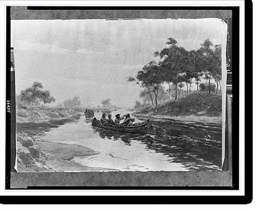 Historic Print, [Jacques Marquette and Louis Joliet in canoe, with two ...