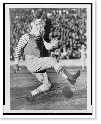 Historic Print, [Jim Thorpe punting during football game played for ...