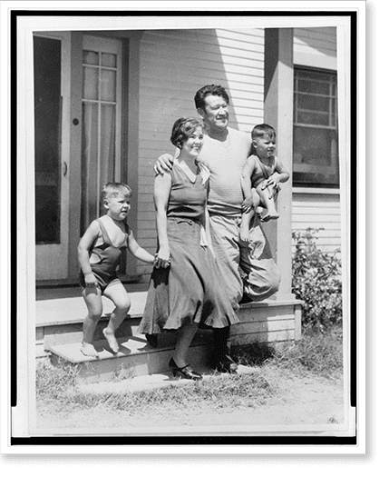 Historic Print, [Jim Thorpe with family in front of their home in ...