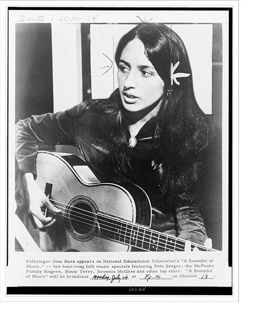 Historic Print, [Joan Baez singing and playing guitar], 16" x 20 ...