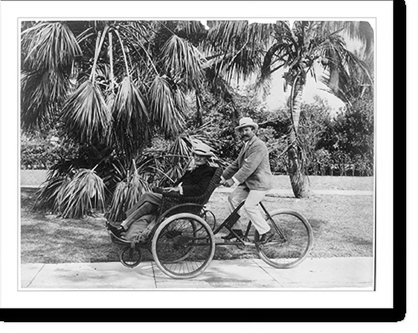 Historic Print, Joe Jefferson [on seat on front of quadricycle being ...