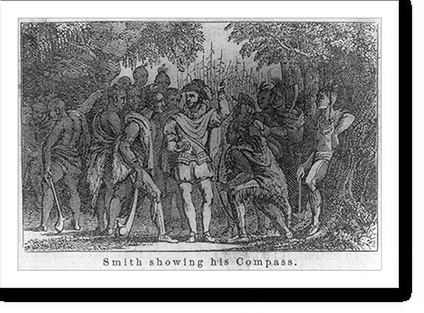 Historic Print, John Smith showing his compass [to Indians], 18" x 24 ...