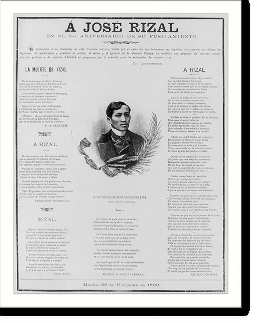 Historic Print, [Jose Rizal, 1861-1896. Memorial broadside with bust ...