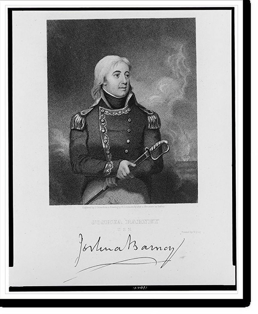 Historic Print, Joshua Barney, U.S.N..engraved by J. Gross from a ...