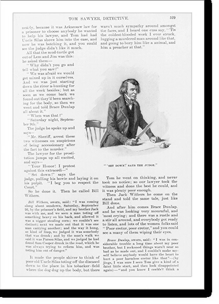 Historic Print, [Judge holding knife in hand; Set down, says the judge ...