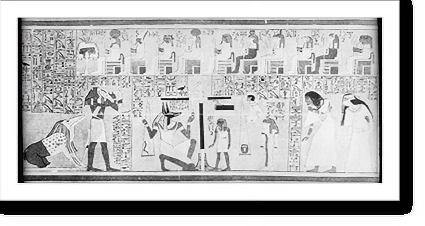 Historic Print, Judgement scene in the Hall of Osiris, Thoth weighing ...