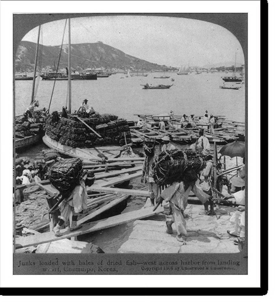 Historic Print, Junks loaded with bales of dried fish - west across ...