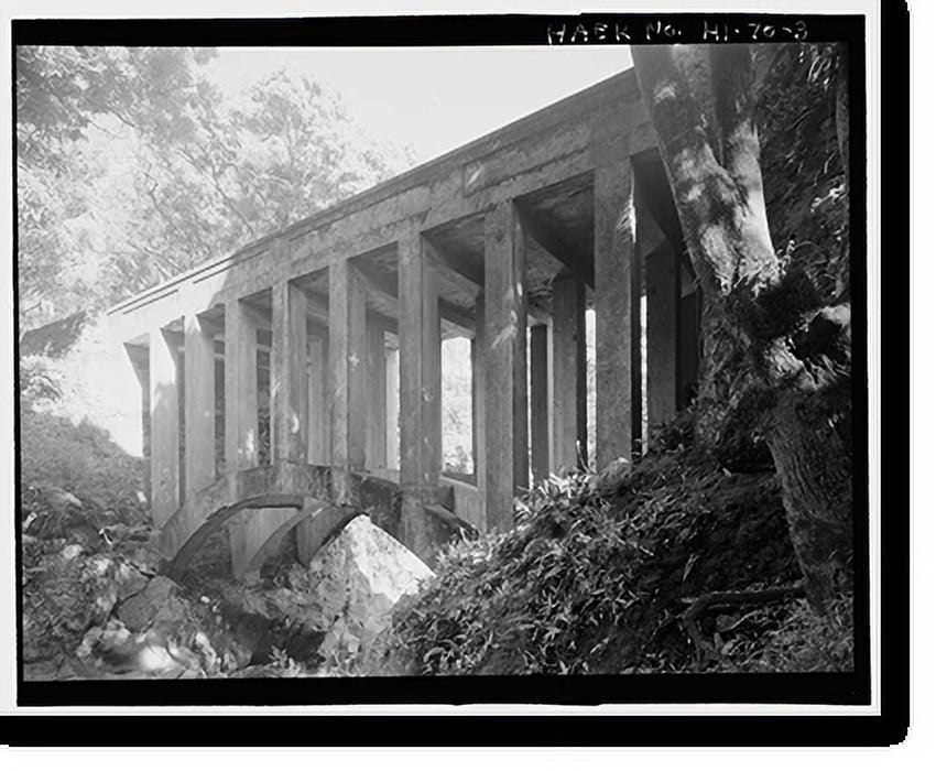 Historic Print, Kaukau'ai Bridge, Spanning Kaukau'ai Gulch on Hana ...