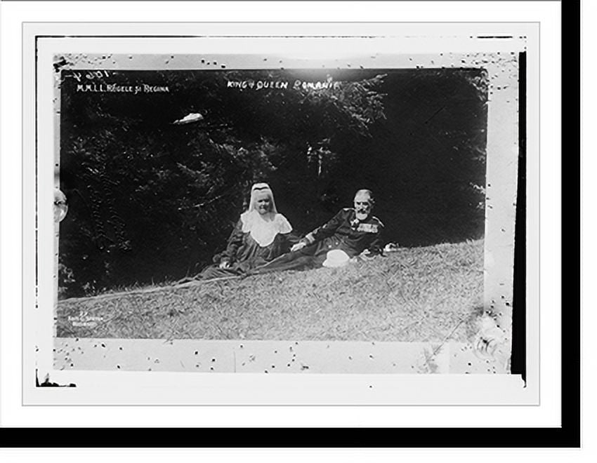 Historic Print, King and Queen of Roumania lying on lawn, Brand Photo ...
