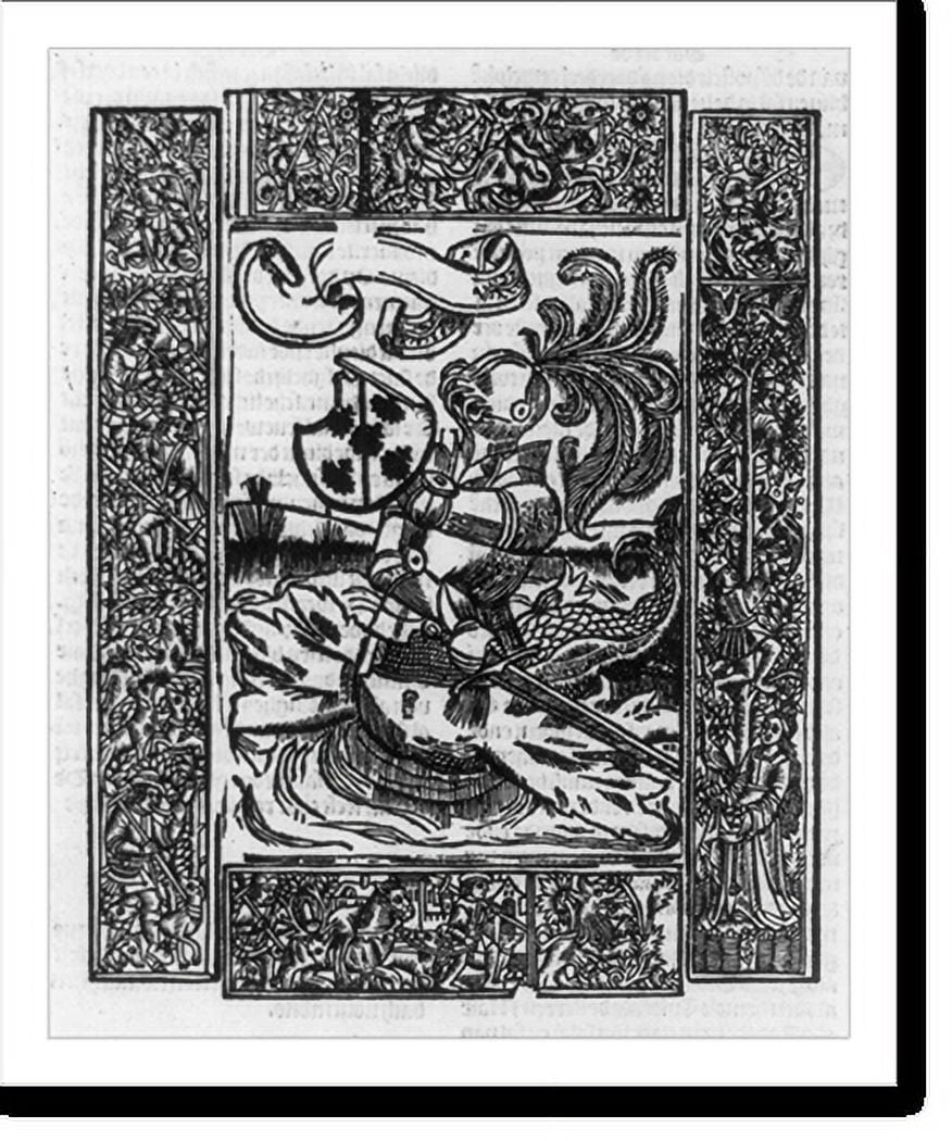 Historic Print, [Knight in armor, with lower body of fish; bordered ...