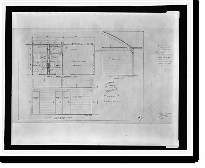 Historic Print, [Kwikset house technical drawings. Baths & bedroom box ...