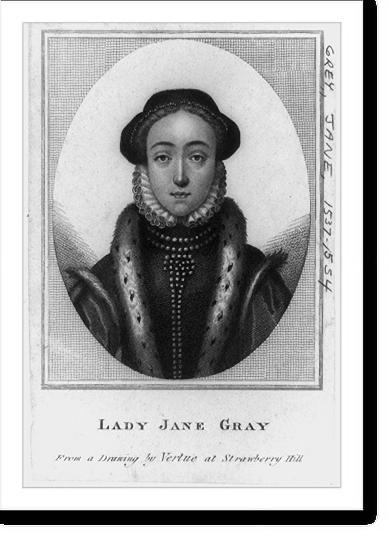 Historic Print, Lady Jane Gray.from a drawing by Vertue at Strawberry ...