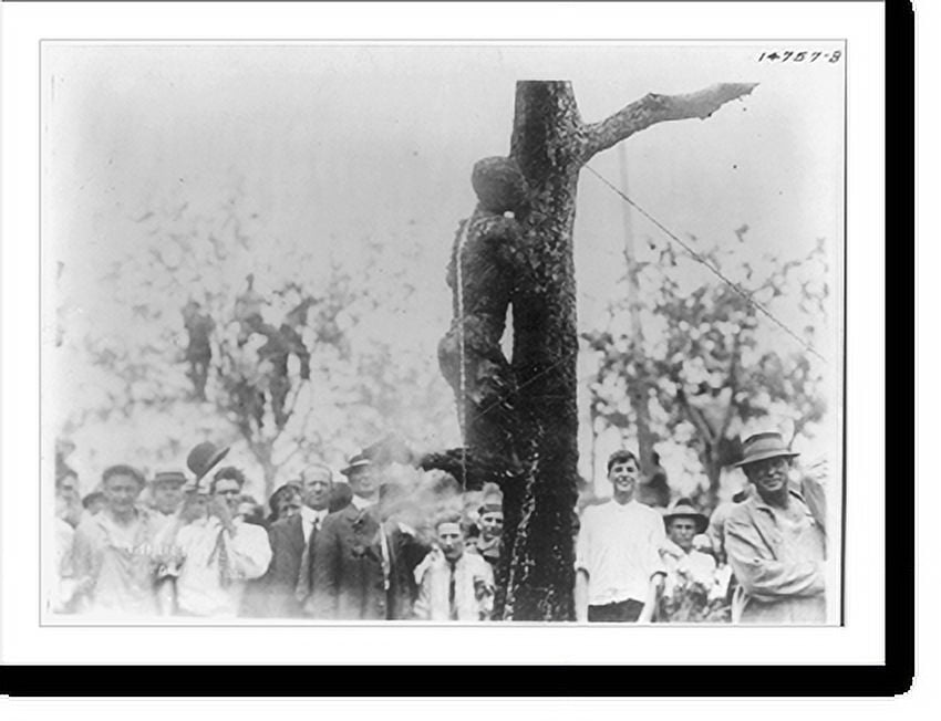 Historic Print, [Large crowd looking at the burned body of Jesse ...