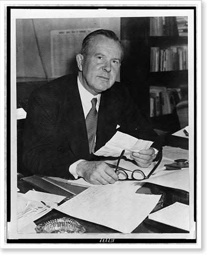 Historic Print, [Lester Pearson, half-length portrait, seated at desk ...