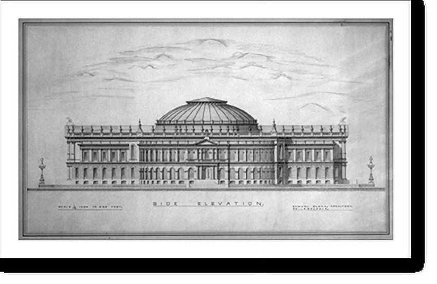 Historic Print, [Library of Congress, Washington, D.C. Side elevation ...